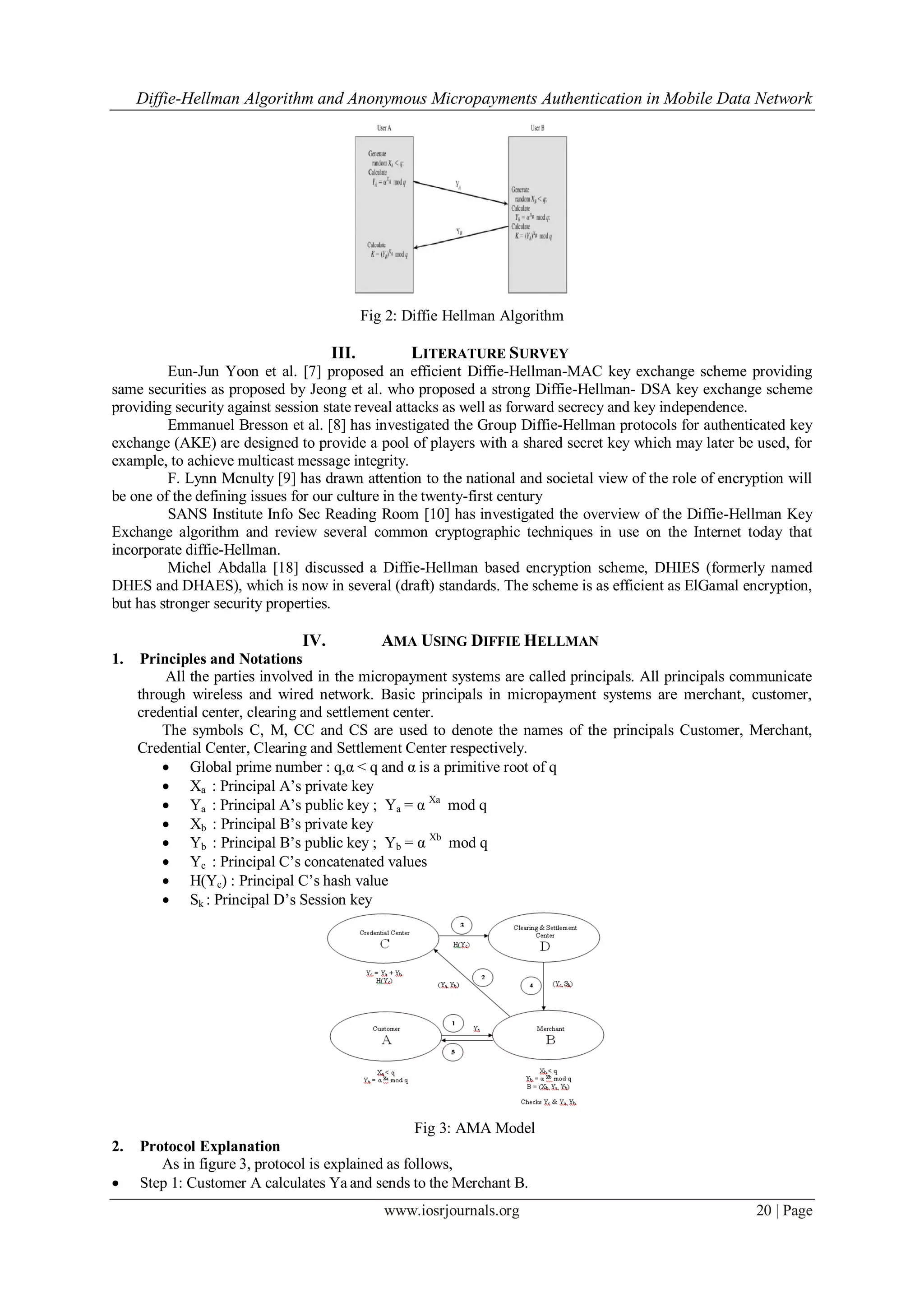 Diffie-Hellman Algorithm and Anonymous Micropayments Authentication in Mobile Data Network | PDF