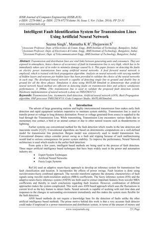 Intelligent Fault Identification System for Transmission Lines Using ...