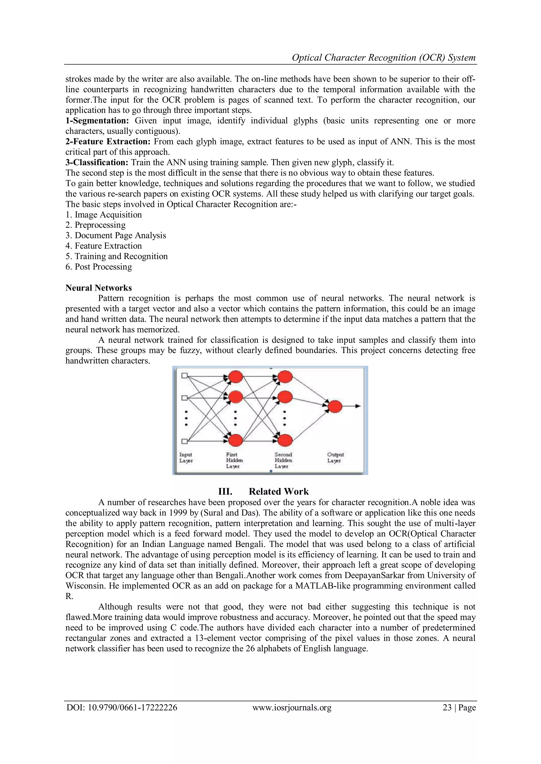 Optical Character Recognition (OCR) System | PDF
