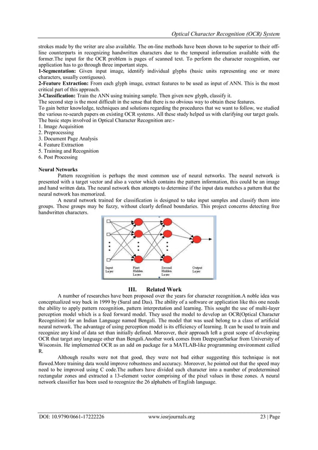 Optical Character Recognition (OCR) System | PDF