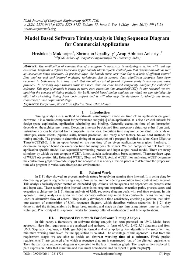 Model Based Software Timing Analysis Using Sequence Diagram for ...