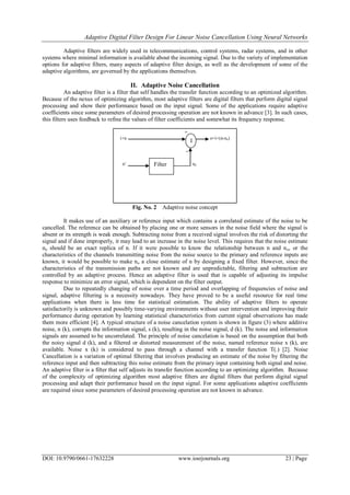 Adaptive Digital Filter Design for Linear Noise Cancellation Using ...