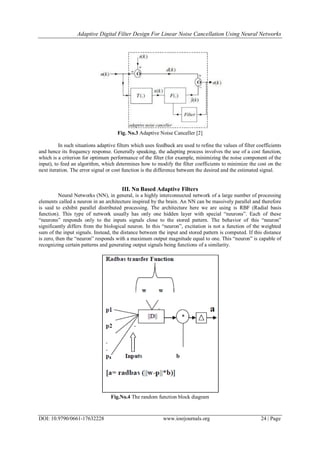 Adaptive Digital Filter Design for Linear Noise Cancellation Using Neural Networks | PDF