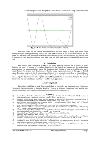 Adaptive Digital Filter Design for Linear Noise Cancellation Using Neural Networks | PDF