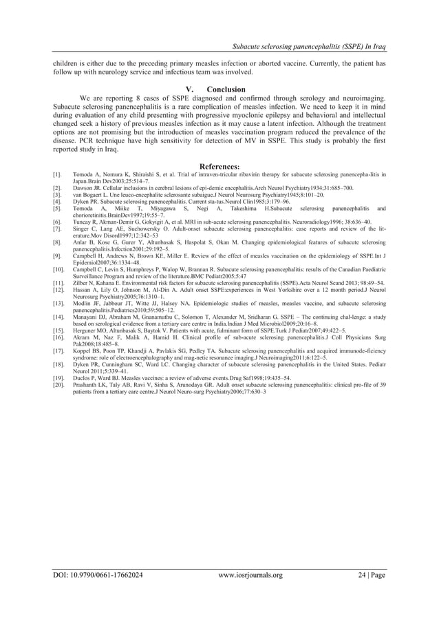 Subacute sclerosing panencephalitis (SSPE) In Iraq | PDF