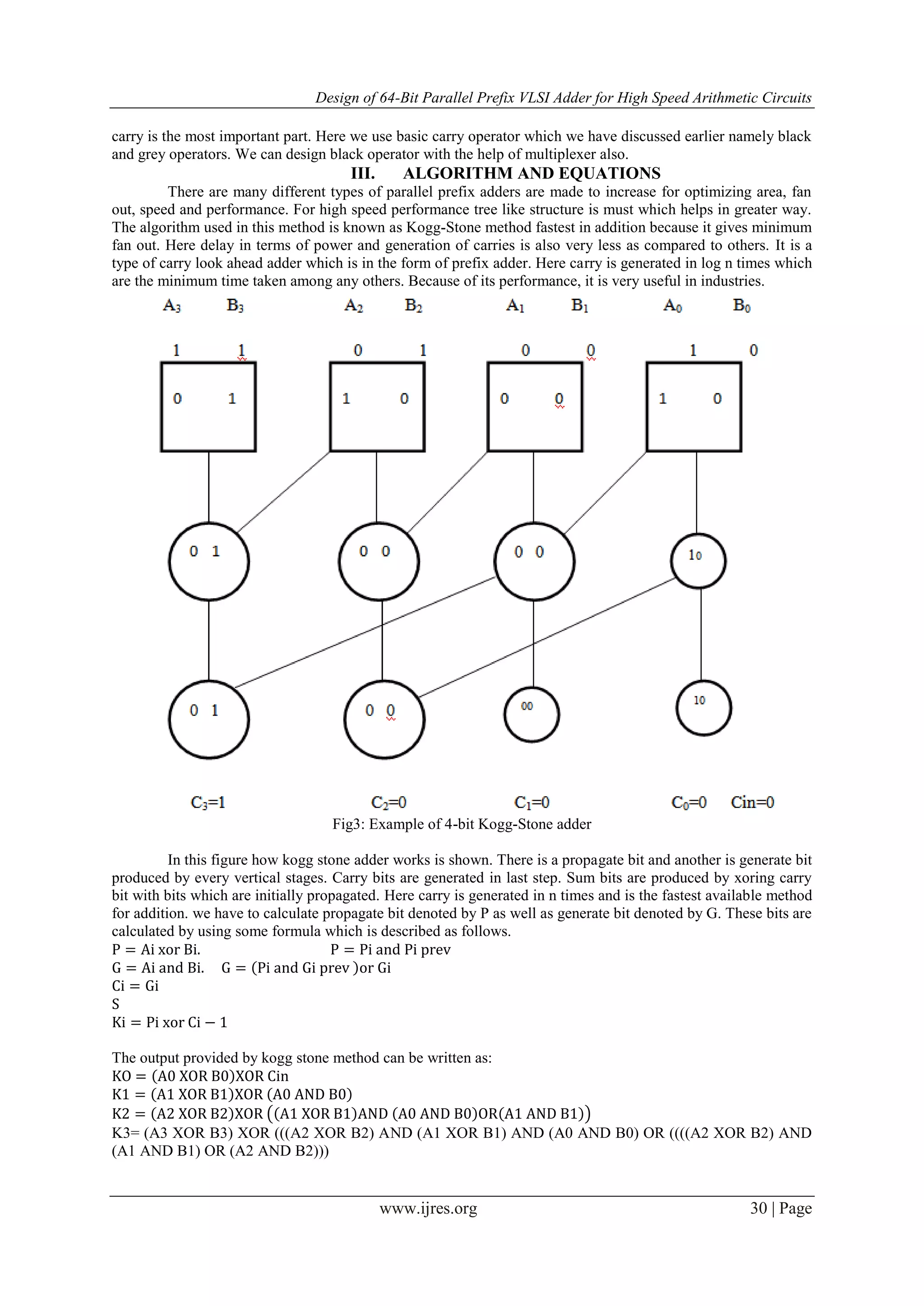 Design Of 64-Bit Parallel Prefix VLSI Adder For High Speed Arithmetic Circuits | PDF