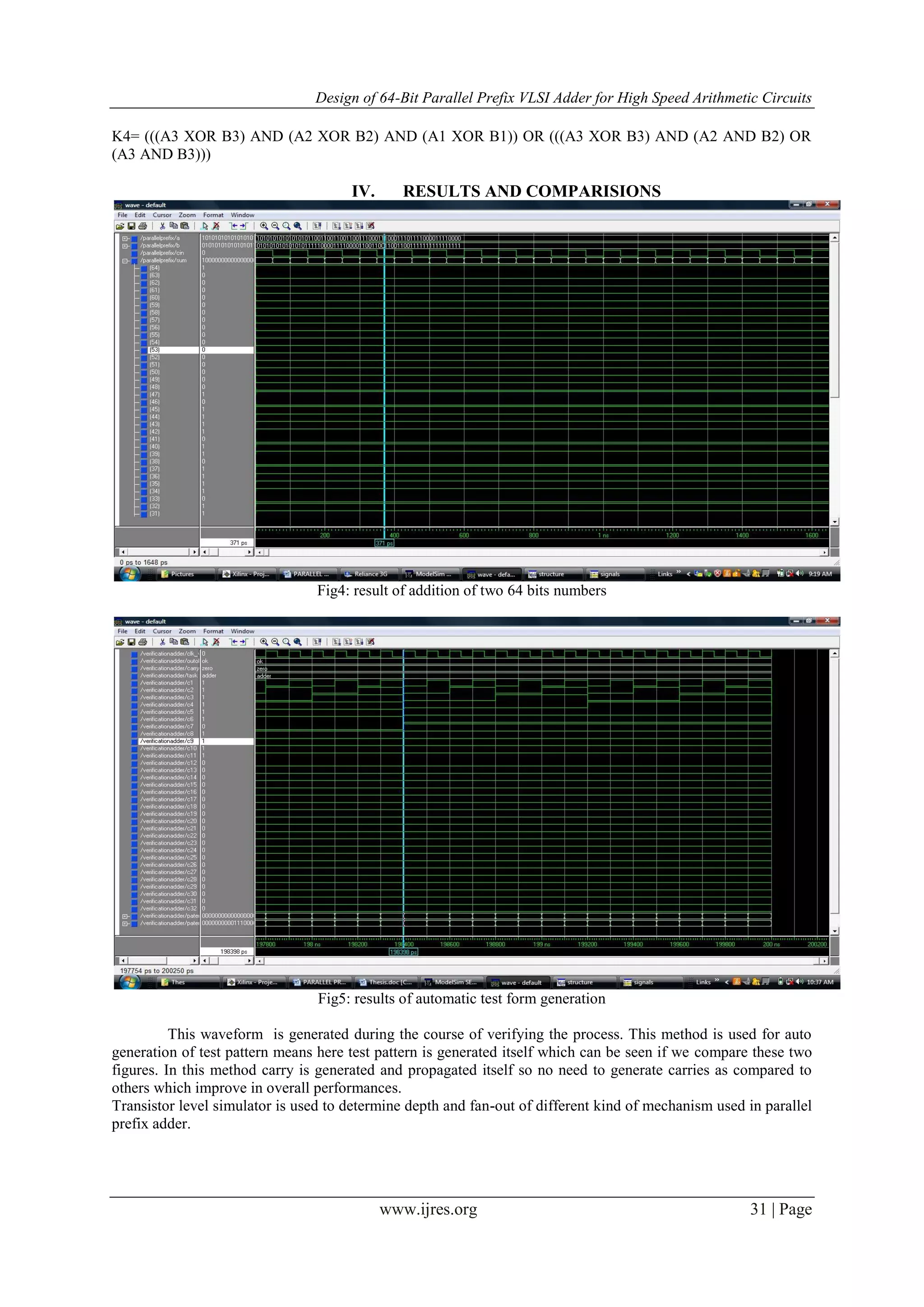 Design Of 64-Bit Parallel Prefix VLSI Adder For High Speed Arithmetic Circuits | PDF