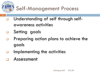 Self Management in the different fildes. | PDF