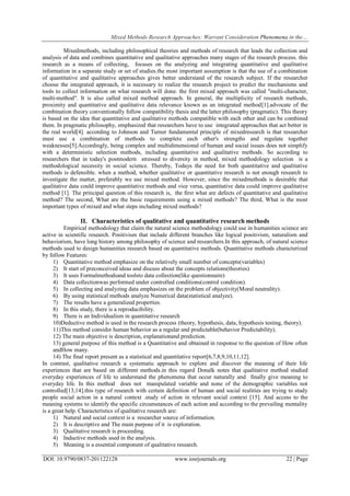 Mixed Methods Research Approaches:Warrant Consideration Phenomena in theMethodological ...