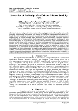 Simulation of the Design of an Exhaust Silencer Stack by CFD | PDF