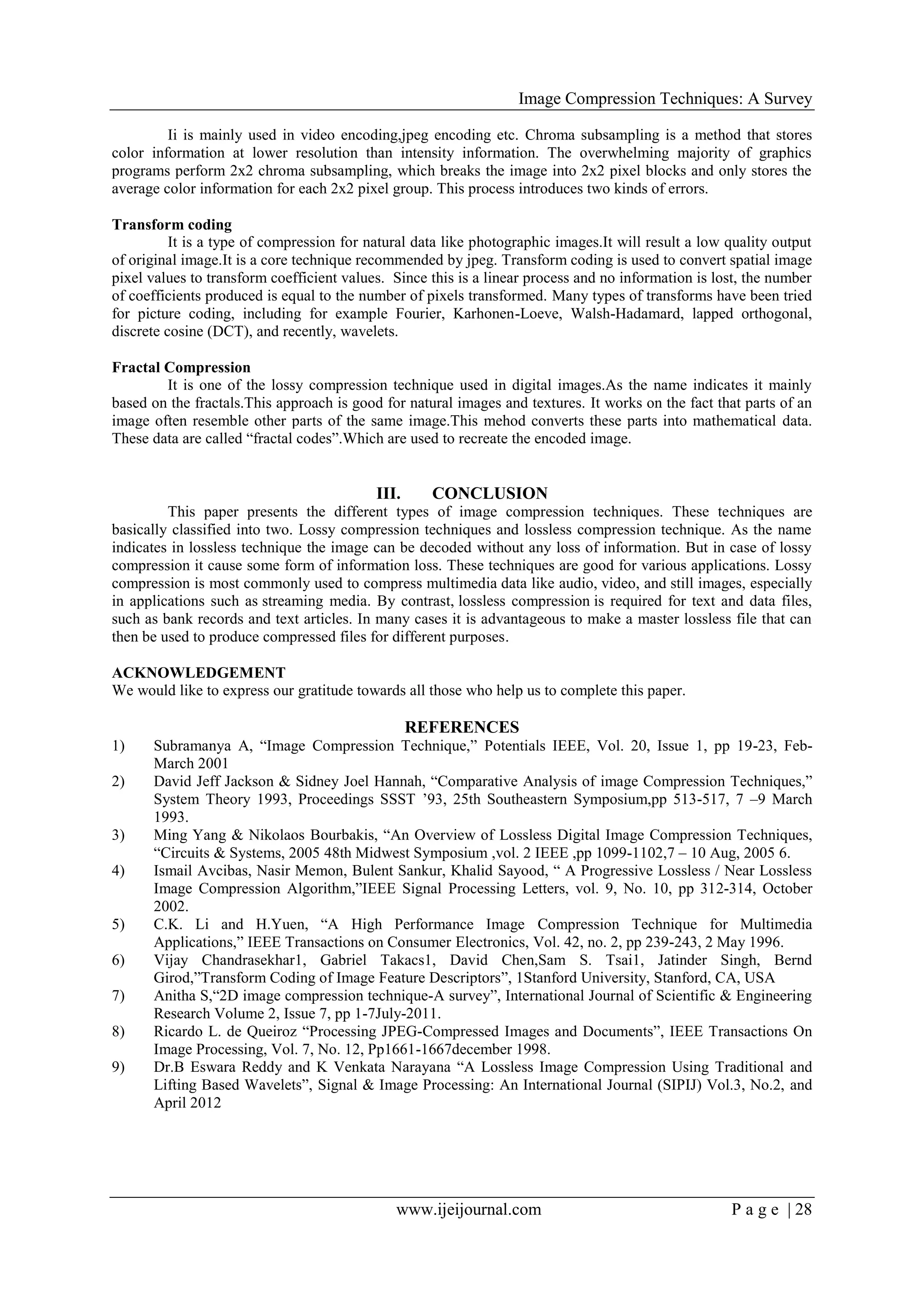 Image Compression Techniques: A Survey | PDF