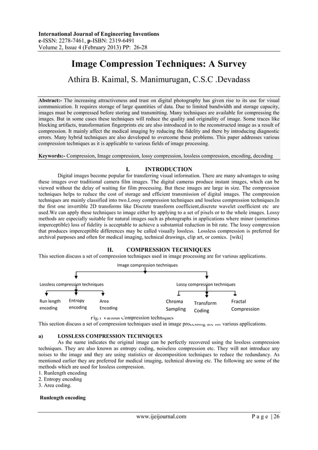 Image Compression Techniques: A Survey | PDF
