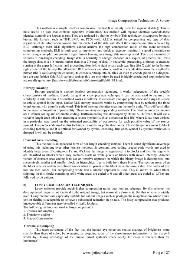 Image Compression Techniques: A Survey | PDF