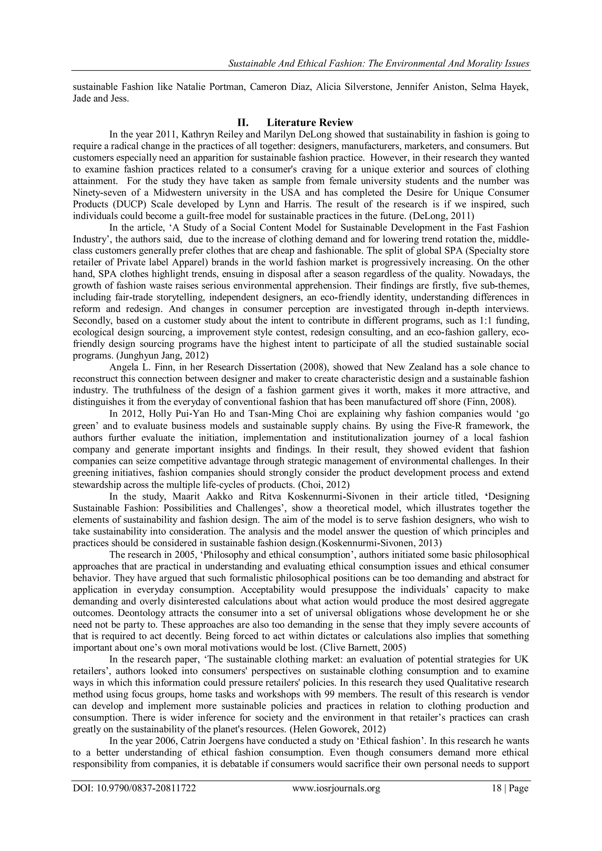 Sustainable and Ethical Fashion:The environment and morality Issues | PDF