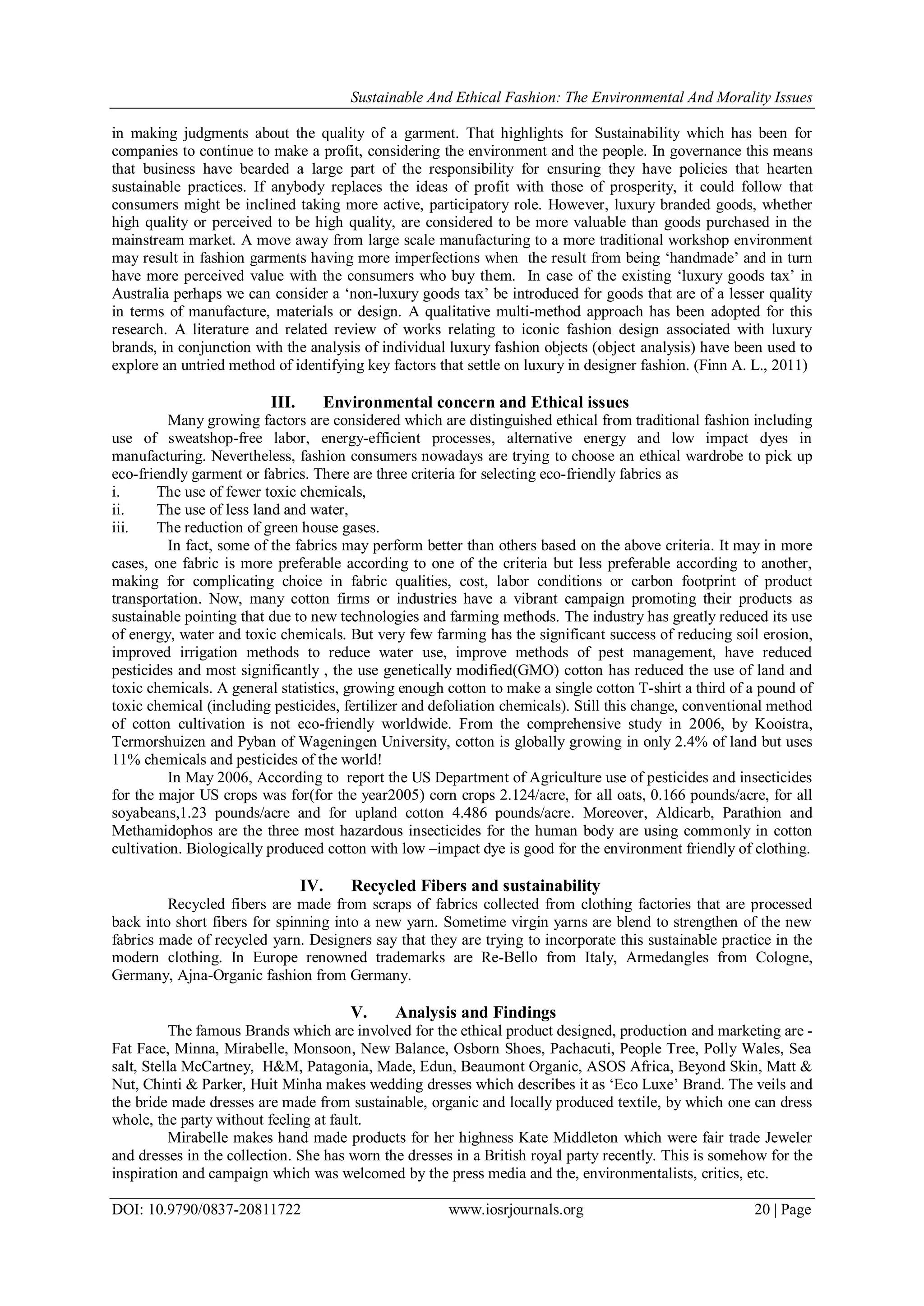 Sustainable and Ethical Fashion:The environment and morality Issues | PDF