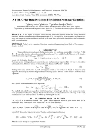 A Fifth-Order Iterative Method for Solving Nonlinear Equations | PDF