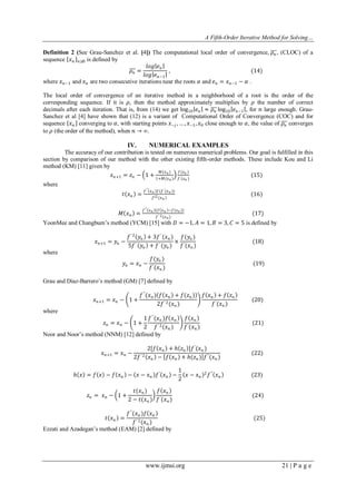 A Fifth-Order Iterative Method for Solving Nonlinear Equations | PDF