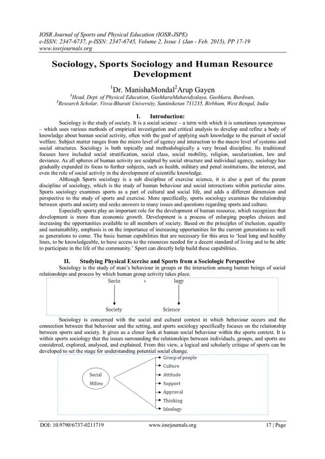 Sociology, Sports Sociology and Human Resource Development | PDF