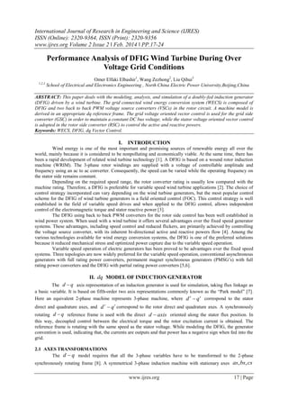 Performance Analysis of DFIG Wind Turbine During Over Voltage Grid Conditions | PDF | Physics ...