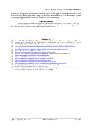 Overview of Piece Printing Process in Textile Industry | PDF