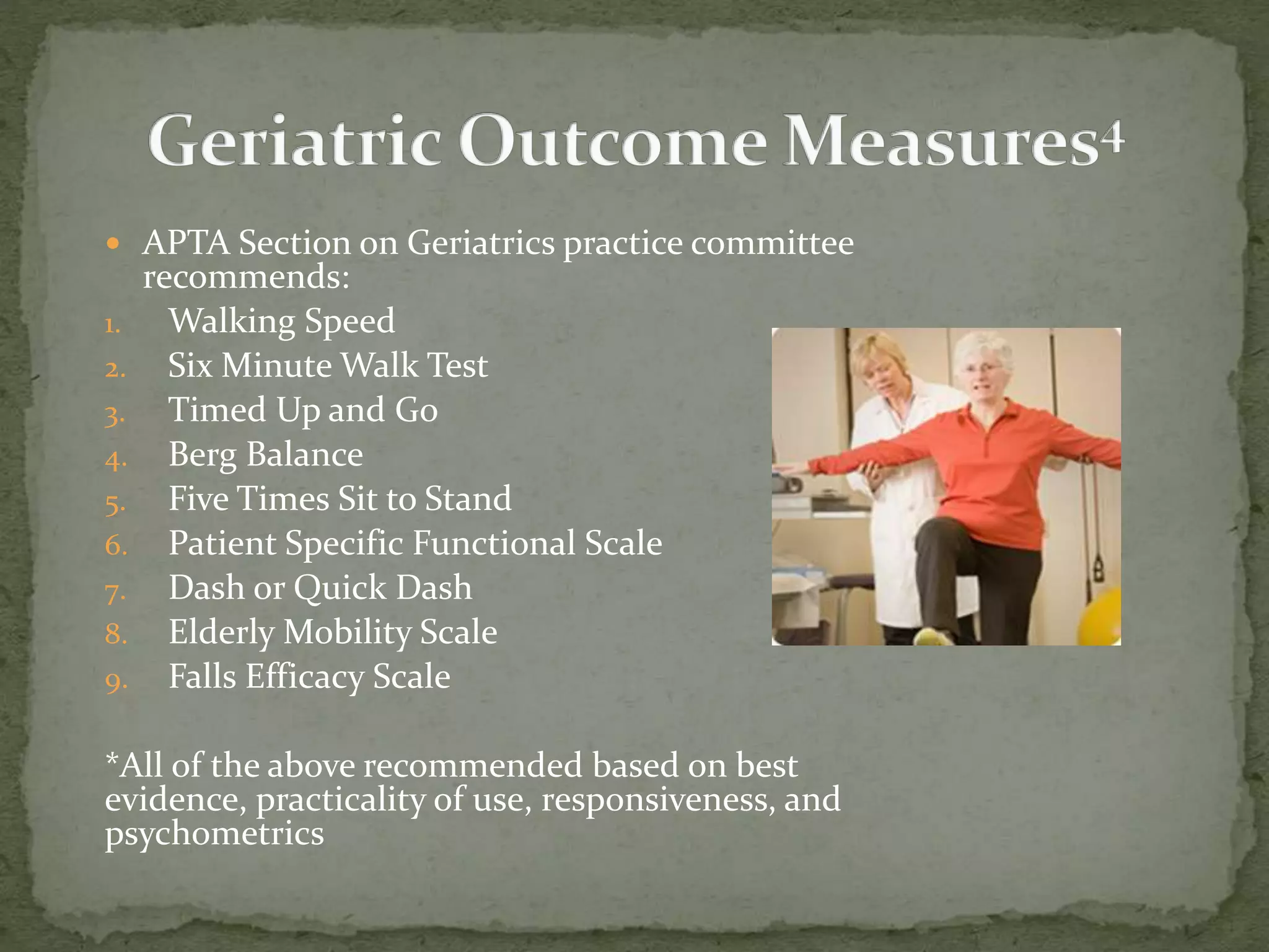 Appropriate Outcome Measures for Lower Level Patients | PPTX