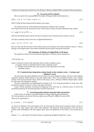 A Numerical Integration Scheme For The Dynamic Motion Of Rigid Bodies Using The Euler Parameters ...