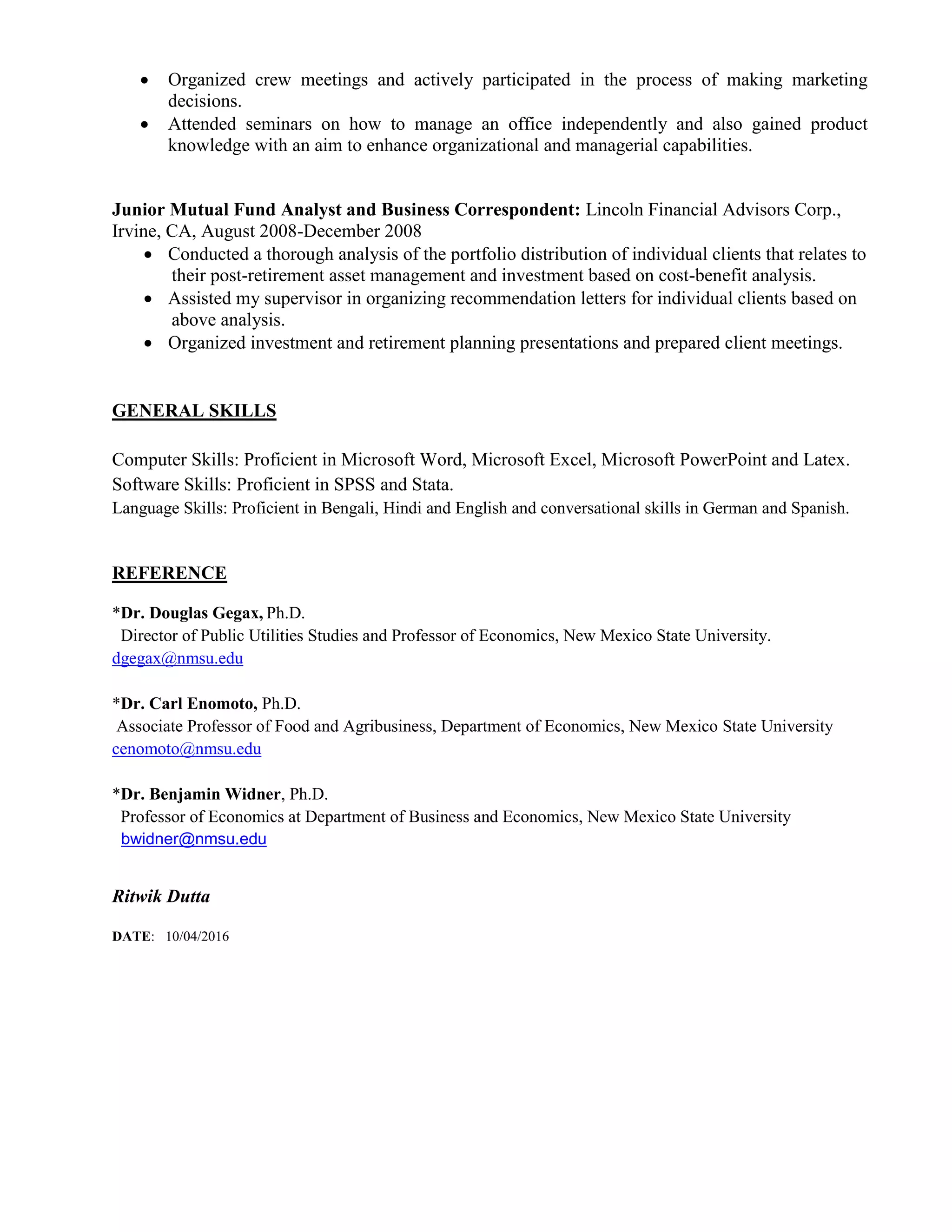 Ritwik Dutta- Ag CV | PDF