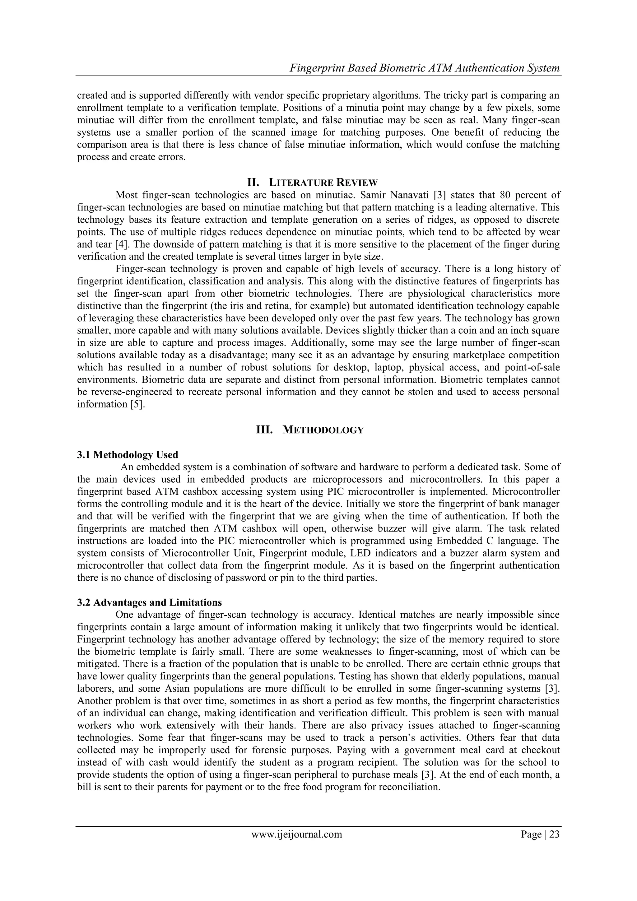 Fingerprint Based Biometric ATM Authentication System | PDF