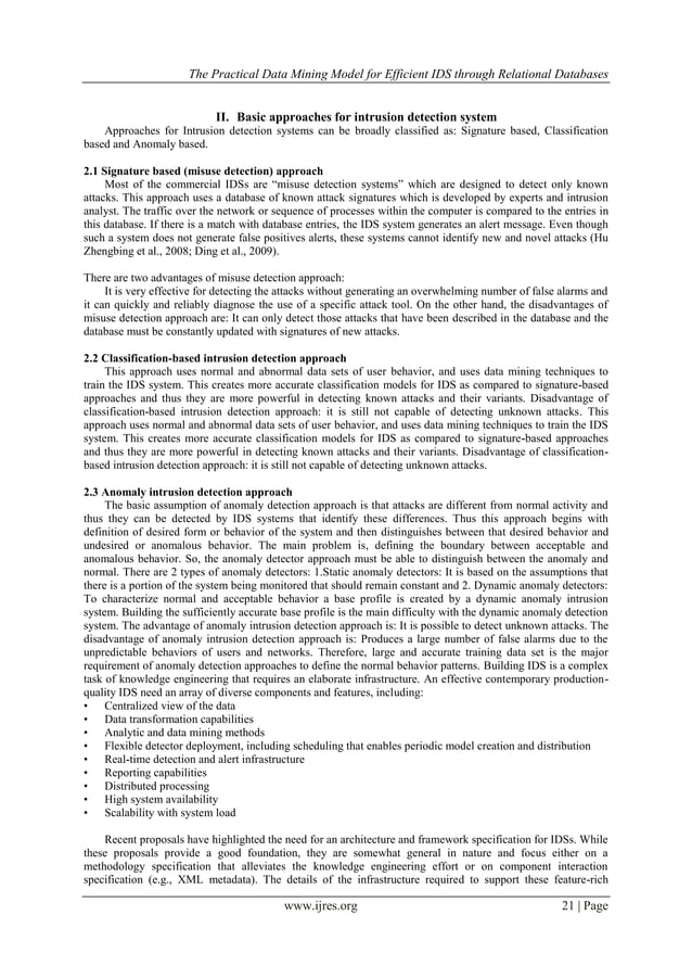 The Practical Data Mining Model For Efficient Ids Through Relational Databases Pdf