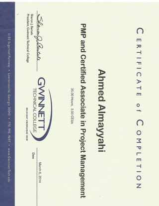 Certificate of completion Project management course | PDF