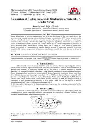 Comparison of Routing protocols in Wireless Sensor Networks: A Detailed Survey | PDF