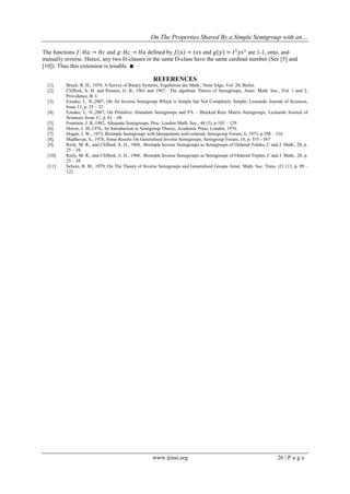 On The Properties Shared By a Simple Semigroup with an Identity and Any Semigroup with an ...