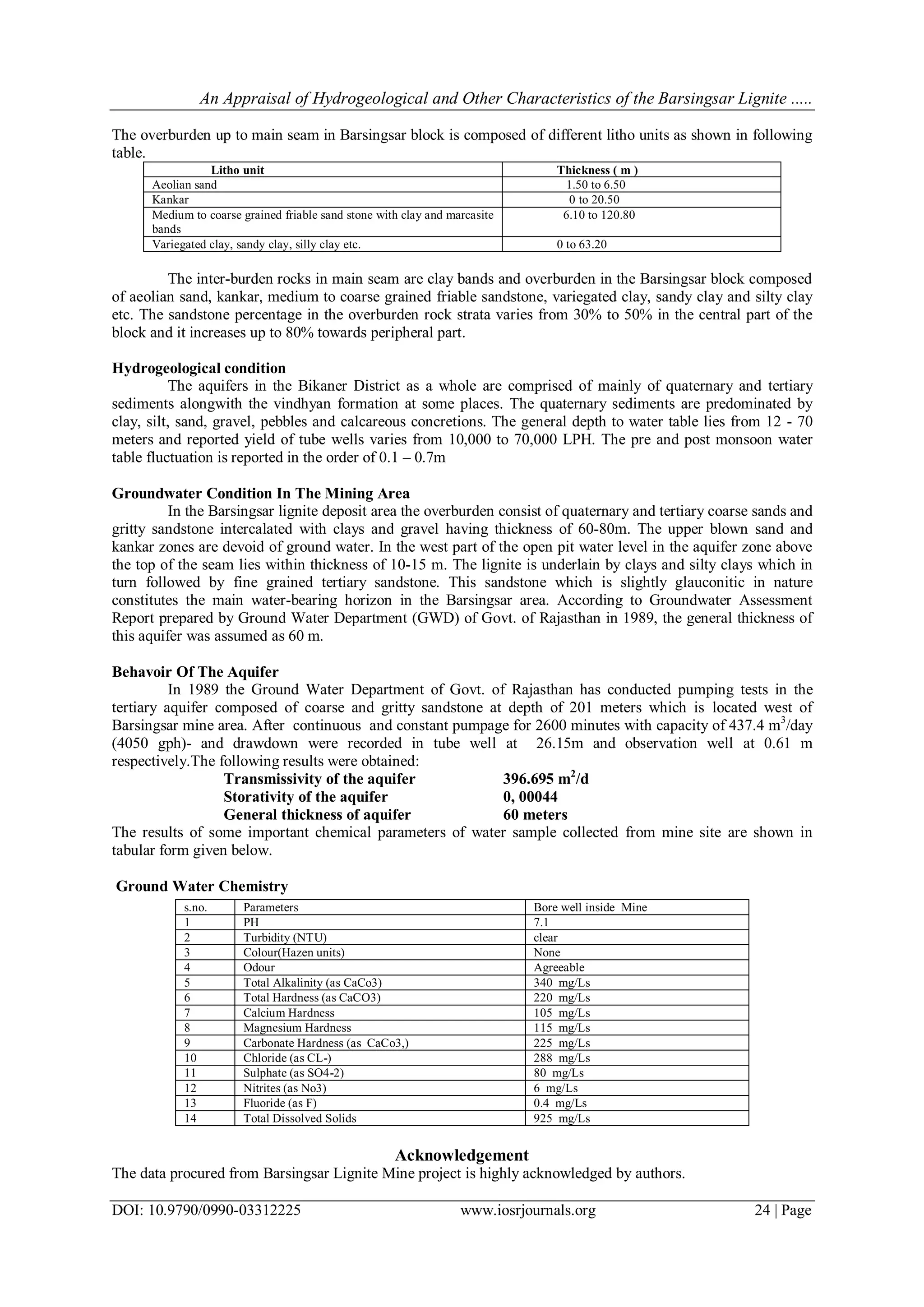 An Appraisal of Hydrogeological and Other Characteristics of the ...