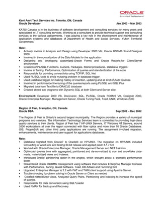 Munir_Database_Developer | DOC | Databases | Computer Software and Applications