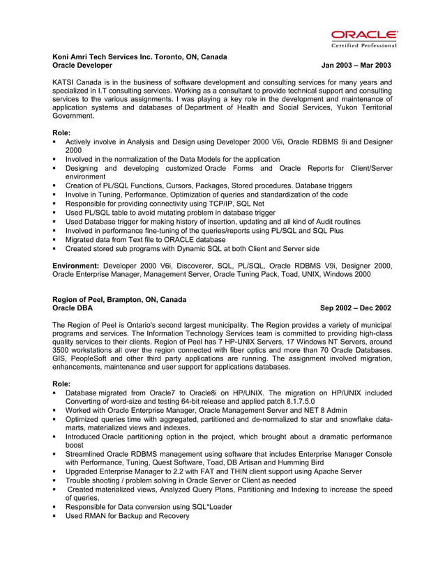 Munir_Database_Developer | DOC | Databases | Computer Software and Applications