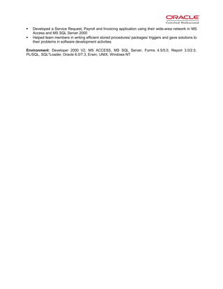 Munir_Database_Developer | DOC | Databases | Computer Software and Applications