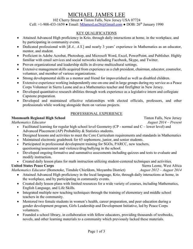 Michael Lee CV | PDF