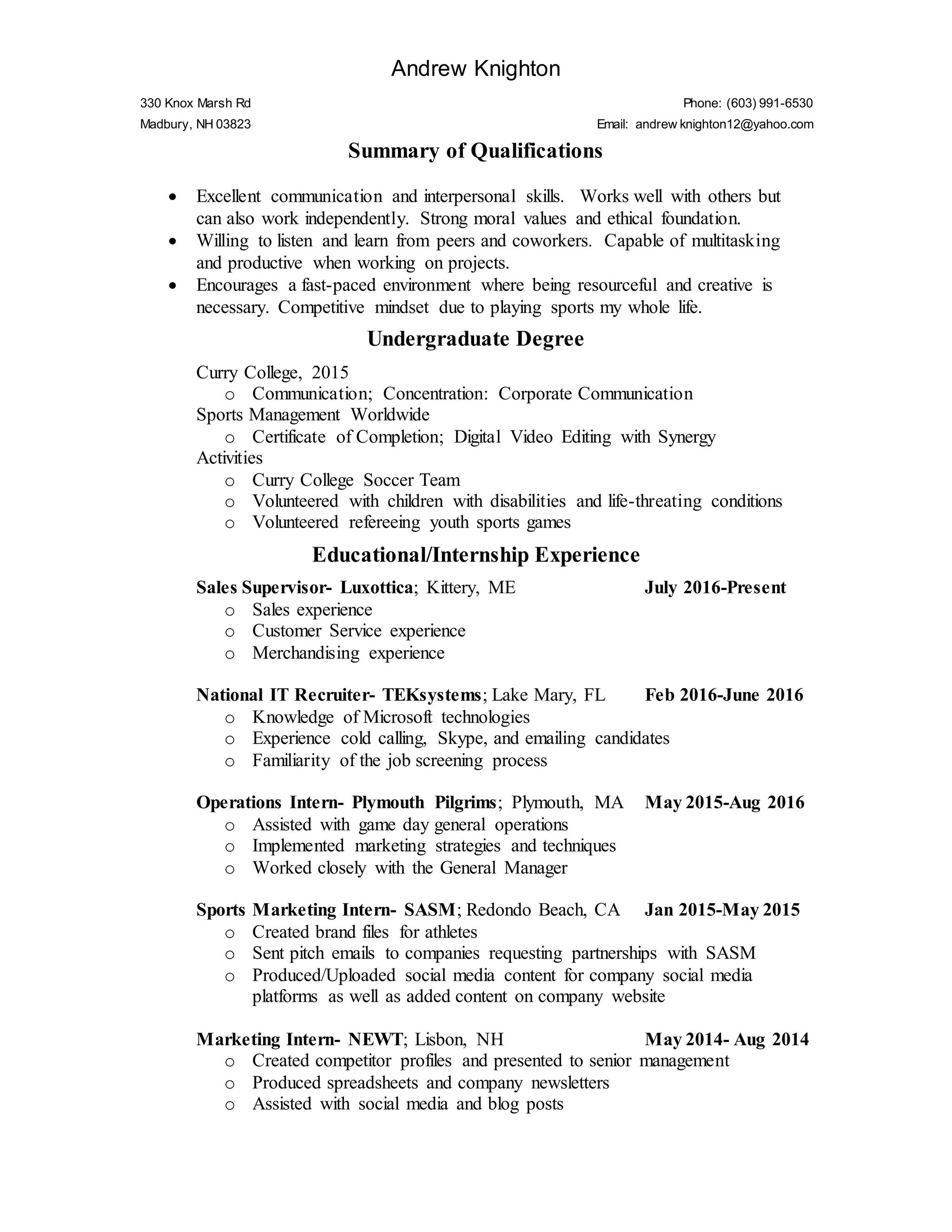 2016 Resume | DOCX