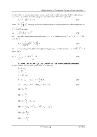 On Estimation of Population Variance Using Auxiliary Information | PDF