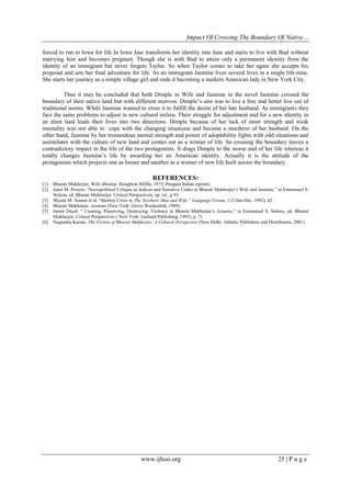 Impact Of Crossing The Boundary Of Native Land In Bharati Mukherjee's ...