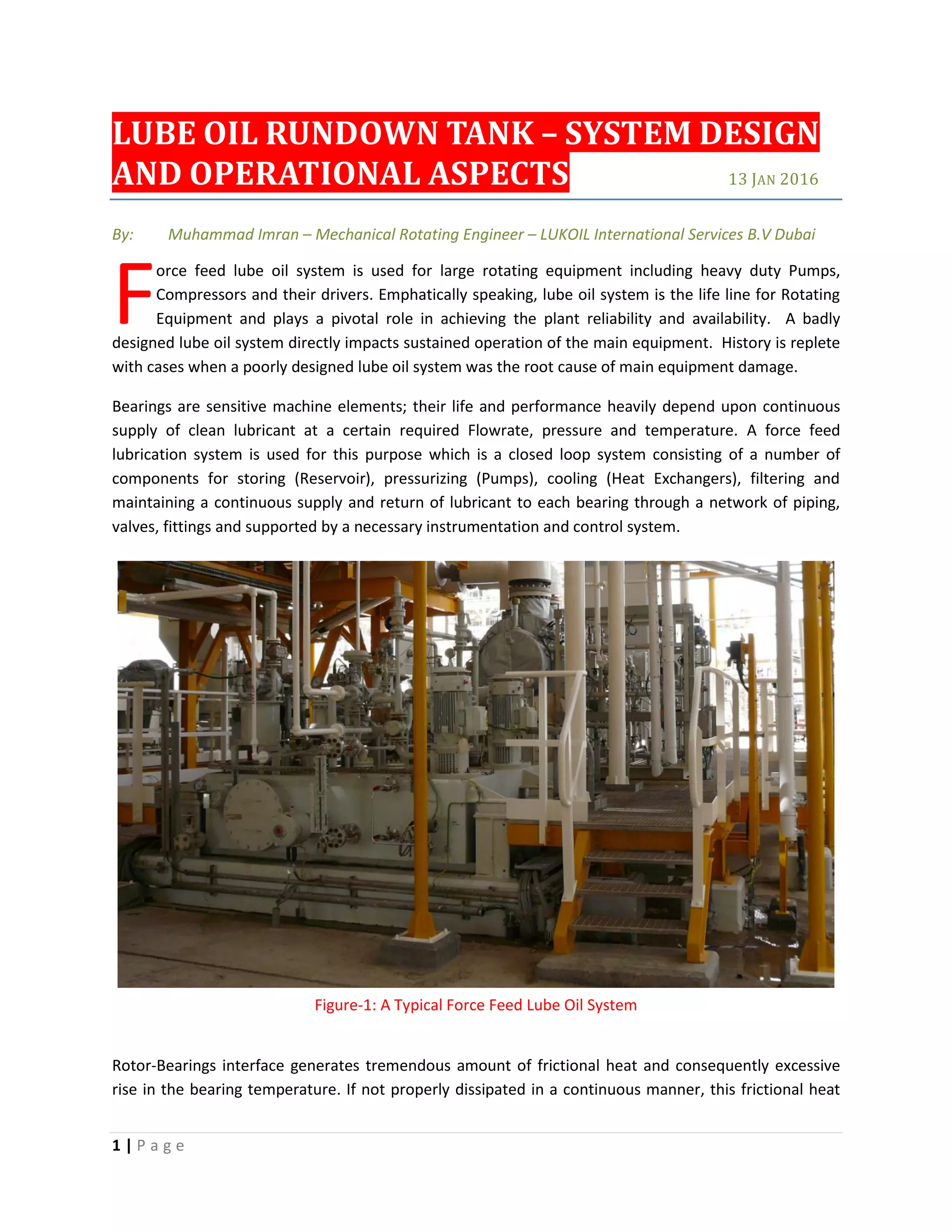 Lube Oil Rundown Tank - System Design and Operational Aspects | PDF