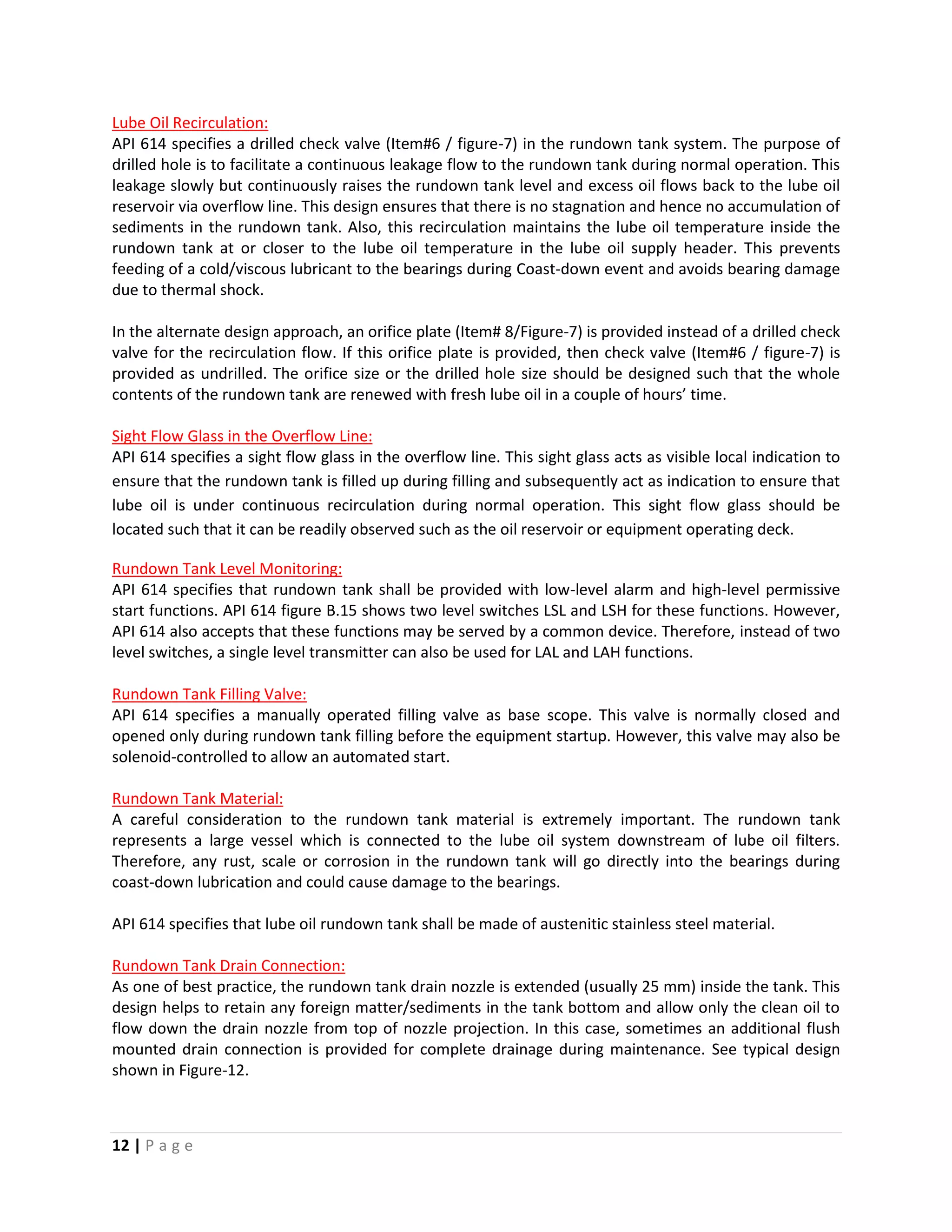 Lube Oil Rundown Tank - System Design and Operational Aspects | PDF