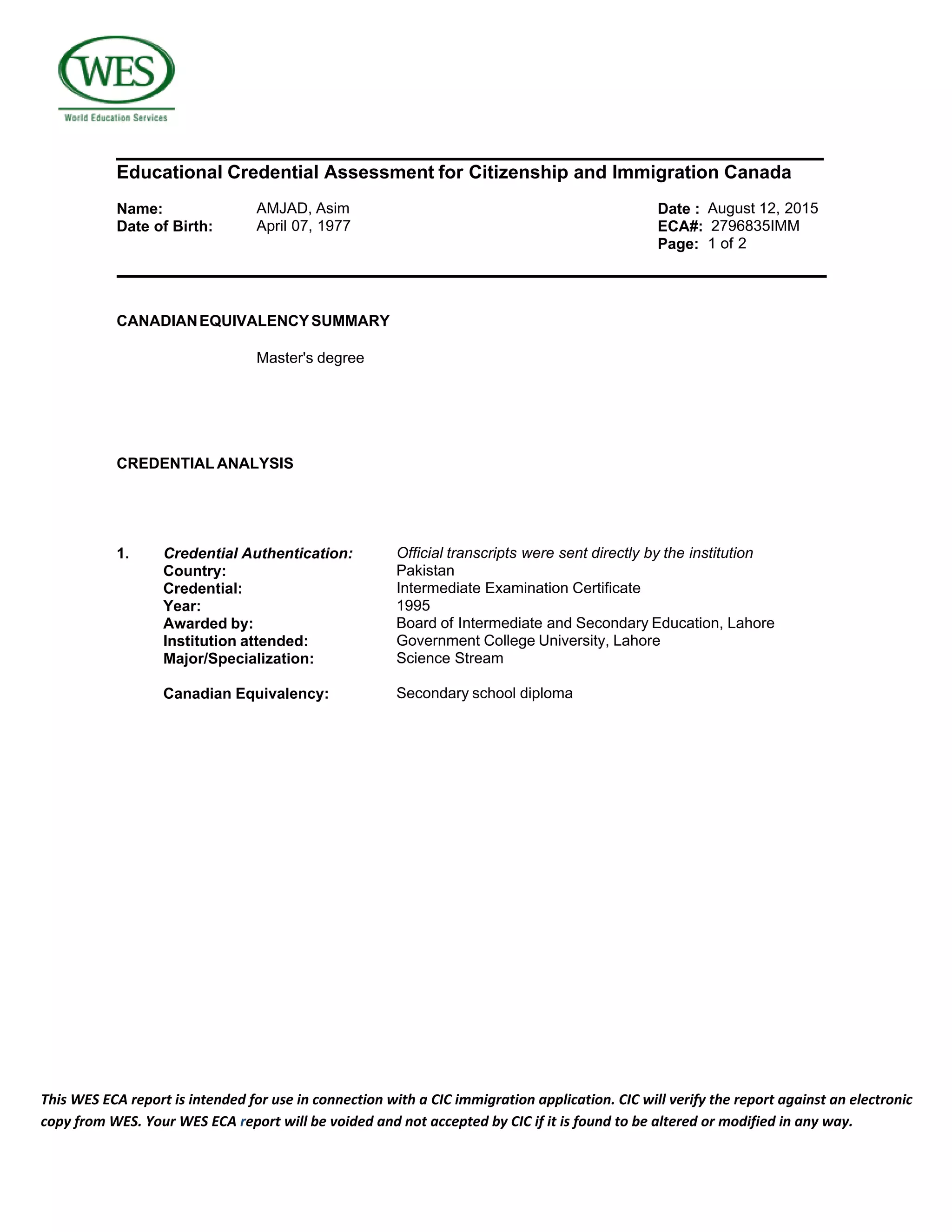 WES Assessment (2796835) | PDF