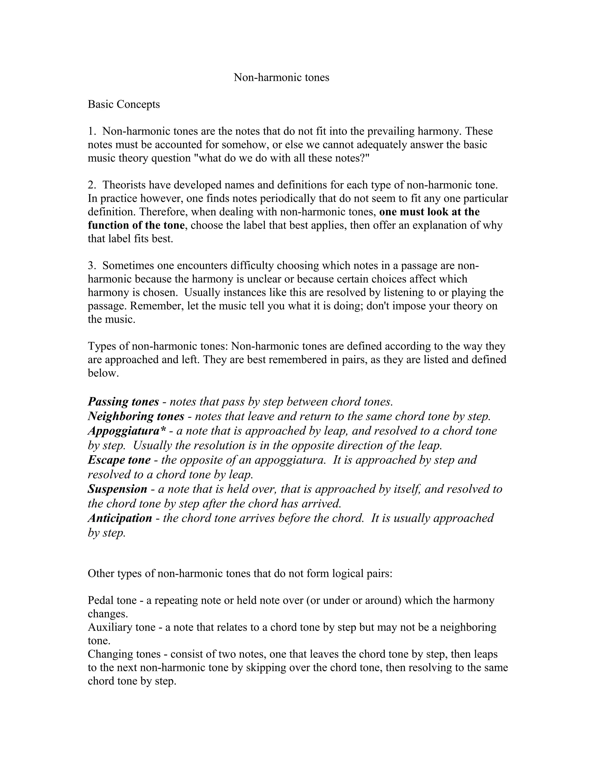 Lesson Non Chord Tones | DOC