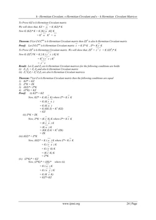 k– Hermitian Circulant, s-Hermitian Circulant and s – k Hermitian ...
