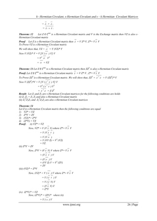 k– Hermitian Circulant, s-Hermitian Circulant and s – k Hermitian ...