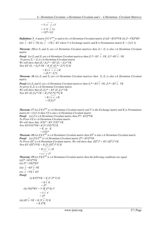 k– Hermitian Circulant, s-Hermitian Circulant and s – k Hermitian ...