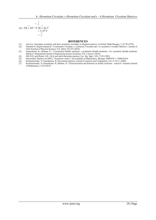 k– Hermitian Circulant, s-Hermitian Circulant and s – k Hermitian ...