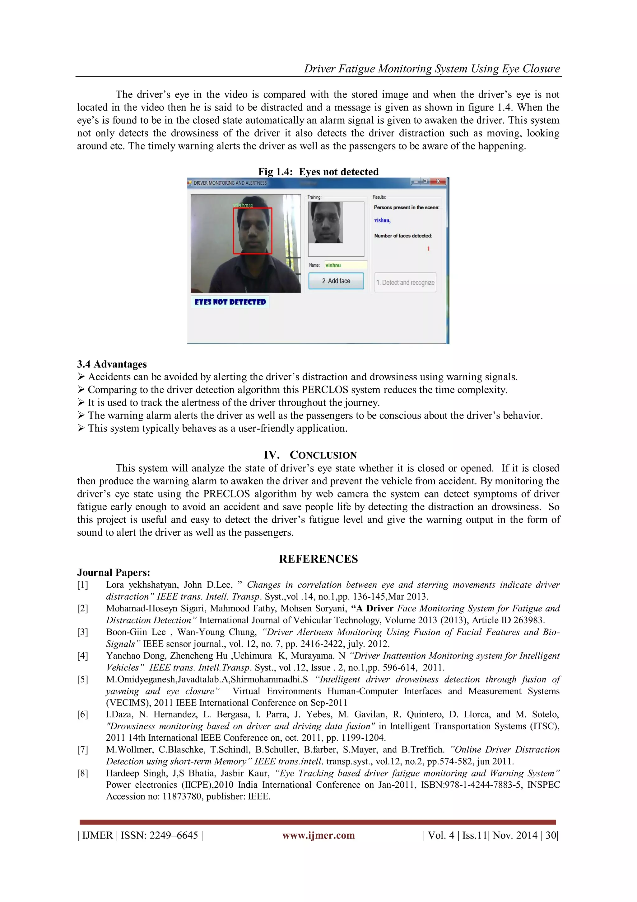 Driver Fatigue Monitoring System Using Eye Closure | PDF
