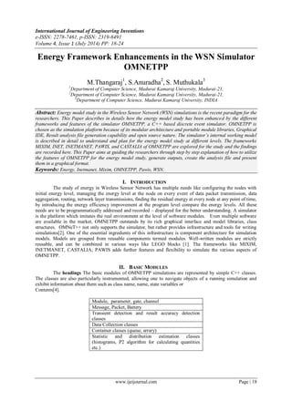Energy Framework Enhancements in the WSN Simulator OMNETPP | PDF